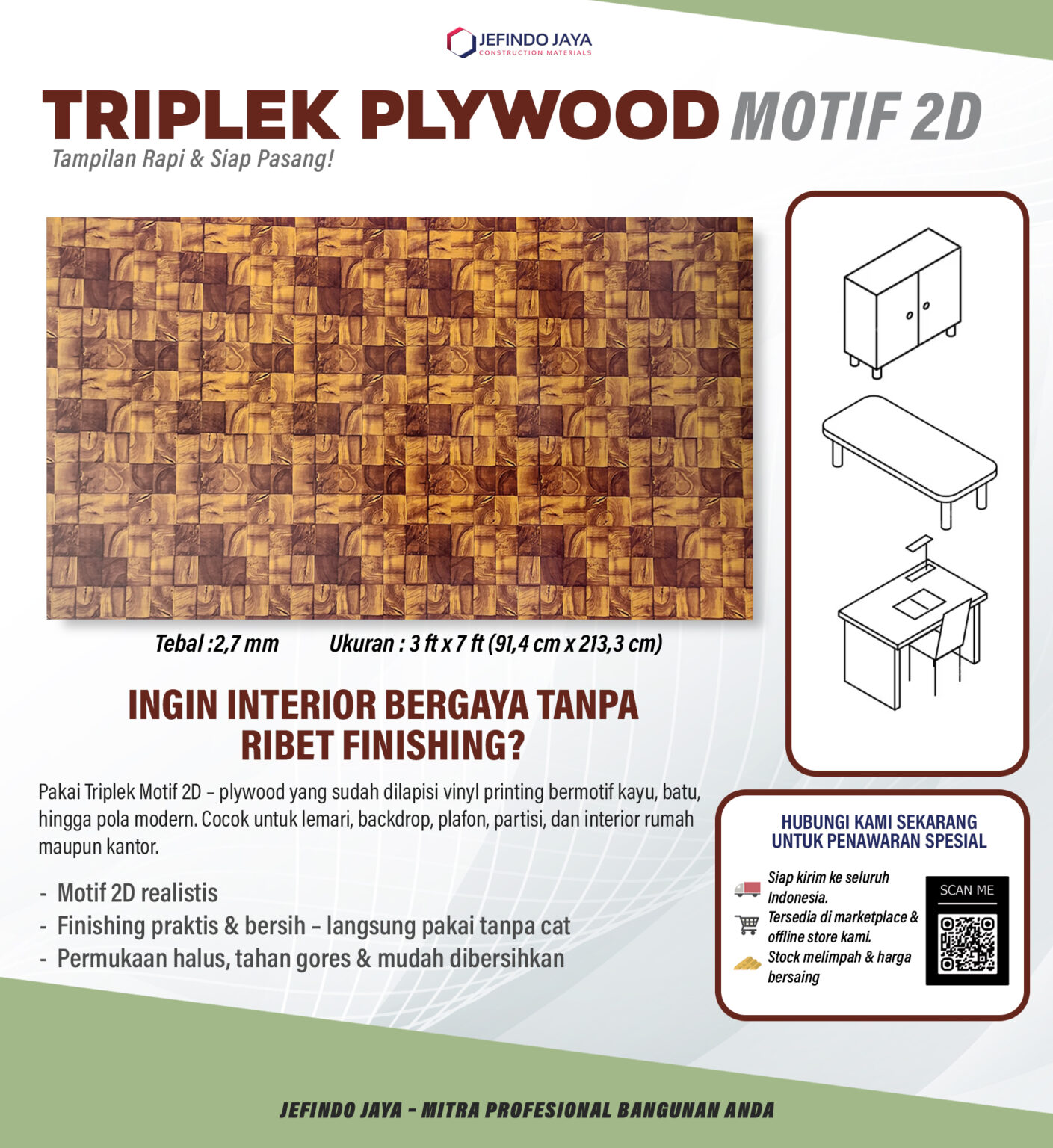 Triplek Plywood Motif 2D – JEFINDO JAYA